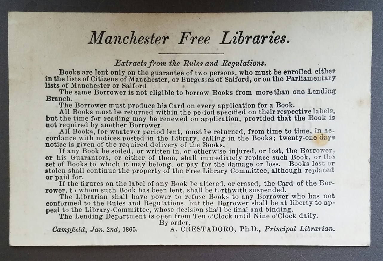 Manchester Free Libraries, Campfield Lending Branch, Manchester, England